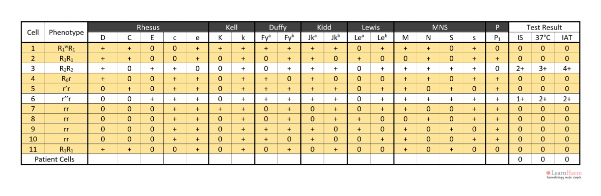 Antibody Identification Panels (Antigrams) - LearnHaem | Haematology ...